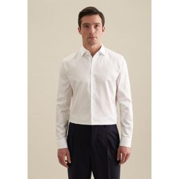 Businesshemd Seidensticker, Herren, Gr. M (40), Extra verlängerter Arm, weiß, 100% Baumwolle, unifarben, slim fit, Extra verlängerter Arm 2-Knopf-Manschette, Hemden, Slim Kentkragen Uni