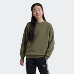 Sweatshirt adidas originals "BOYFRIEND CREW", Kinder, Gr. 140, grün (olive strata), Obermaterial: 70% Baumwolle, 30% Polyester, sportlich, Rundhals, Sweatshirts