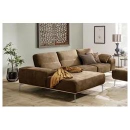 Ecksofa W.Schillig "run, Designsofa mit tollem Sitzkomfort, bequem, L-Form", braun (chocolate s37), B:319cm H:88cm T:178cm, Longlife Xtra-Leder Z73: Naturwalkleder der Luxusklasse aus den erlesensten Rohhäuten. Hautstärke 1, 1 u2013 1, 3 mm, ROHLEDER Jacquard-Flachgewebe Q2 W60 (63% Polyester, 37% Polyacryl), ROHLEDER Chenille-Flachgewebe Q2 W77 (68% Polyacryl, 32% Polyester), Stoff S37 (100% Poly