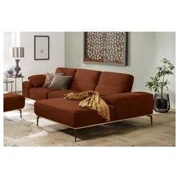 Ecksofa W.Schillig "run, Designsofa mit tollem Sitzkomfort, L-Form", orange (terracotta w82), B:299cm H:88cm T:178cm, Longlife Xtra-Leder Z73: Naturwalkleder der Luxusklasse aus den erlesensten Rohhäuten. Hautstärke 1, 1 u2013 1, 3 mm, ROHLEDER Jacquard-Flachgewebe Q2 W60 (63% Polyester, 37% Polyacryl), ROHLEDER Chenille-Flachgewebe Q2 W77 (68% Polyacryl, 32% Polyester), Stoff S37 (100% Polyester)