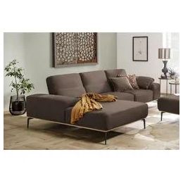 Ecksofa W.Schillig "run, Designsofa mit tollem Sitzkomfort, bequem, L-Form", braun (chocolate w82), B:299cm H:88cm T:178cm, Longlife Xtra-Leder Z73: Naturwalkleder der Luxusklasse aus den erlesensten Rohhäuten. Hautstärke 1, 1 u2013 1, 3 mm, ROHLEDER Jacquard-Flachgewebe Q2 W60 (63% Polyester, 37% Polyacryl), ROHLEDER Chenille-Flachgewebe Q2 W77 (68% Polyacryl, 32% Polyester), Stoff S37 (100% Poly