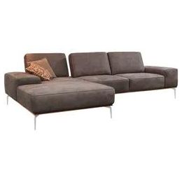 Ecksofa W.Schillig "run, Designsofa mit tollem Sitzkomfort, bequem, L-Form", braun (mocca s37), B:319cm H:88cm T:178cm, Longlife Xtra-Leder Z73: Naturwalkleder der Luxusklasse aus den erlesensten Rohhäuten. Hautstärke 1, 1 u2013 1, 3 mm, ROHLEDER Jacquard-Flachgewebe Q2 W60 (63% Polyester, 37% Polyacryl), ROHLEDER Chenille-Flachgewebe Q2 W77 (68% Polyacryl, 32% Polyester), Stoff S37 (100% Polyeste