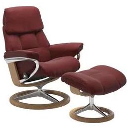 Relaxsessel stressless "Ruby", rot (cherry paloma), B:88cm H:101cm T:78cm, Leder BATICK: BATICK ist ein leicht korrigiertes, durchgefärbtes und genarbtes Möbelleder, bei dem die meisten Unebenheiten und Spuren in der Regel entfernt wurden., Leder PALOMA: PALOMA ist ein durchgefärbtes Semianilin-Möbelleder mit natürlicher Narbung., Sessel, mit Signature Base, Größe L, Gestell Eiche, Wenge, Braun & 