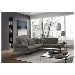 Ecksofa W.Schillig "sherry, Designsofa mit tollem Sitzkomfort, L-Form", braun (stone w82), B:302cm H:81cm T:230cm, Longlife Xtra-Leder Z69: Das feinnarbige, gedeckte Softleder Z69 besticht durch seine außergewöhnliche Weichheit im trendigen u00bbVintage-Looku00ab, Hautstärke 0, 9 - 1, 1 mm, Schlingenpolgewebe W82 (74% Polyacryl, 26% Polyester), Chenillegewebe V34 (52% Polyester, 38% Baumwolle, 10%