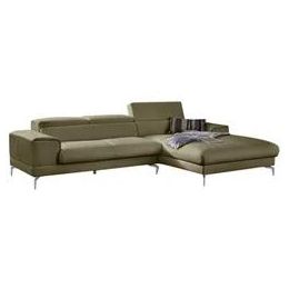 Ecksofa W.Schillig "piedroo, Designsofa mit tollem Sitzkomfort, bequem und elegant, L-Form", grün (camouflage z69), B:303cm H:70cm T:193cm, Longlife Xtra-Leder Z69: Das feinnarbige, gedeckte Softleder Z69 besticht durch seine außergewöhnliche Weichheit im trendigen u00bbVintage-Looku00ab, Hautstärke 0, 9 - 1, 1 mm, Sofas, Kopfteilverstellung, wahlweise mit Sitztiefenverstellung, Breite 303cm