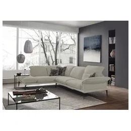 Ecksofa W.Schillig "sherry, Designsofa mit tollem Sitzkomfort, elegant und zeitlos, L-Form", grau (grau v39), B:302cm H:81cm T:230cm, Longlife Xtra-Leder Z69: Das feinnarbige, gedeckte Softleder Z69 besticht durch seine außergewöhnliche Weichheit im trendigen u00bbVintage-Looku00ab, Hautstärke 0, 9 - 1, 1 mm, Schlingenpolgewebe W82 (74% Polyacryl, 26% Polyester), Chenillegewebe V34 (52% Polyester,