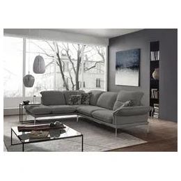 Ecksofa W.Schillig "sherry, Designsofa mit tollem Sitzkomfort, elegant und zeitlos, L-Form", grau (grau w82), B:302cm H:81cm T:230cm, Longlife Xtra-Leder Z69: Das feinnarbige, gedeckte Softleder Z69 besticht durch seine außergewöhnliche Weichheit im trendigen u00bbVintage-Looku00ab, Hautstärke 0, 9 - 1, 1 mm, Schlingenpolgewebe W82 (74% Polyacryl, 26% Polyester), Chenillegewebe V34 (52% Polyester,