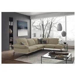 Ecksofa W.Schillig "sherry, Designsofa mit tollem Sitzkomfort, elegant und zeitlos, L-Form", beige (ecru w82), B:302cm H:81cm T:230cm, Longlife Xtra-Leder Z69: Das feinnarbige, gedeckte Softleder Z69 besticht durch seine außergewöhnliche Weichheit im trendigen u00bbVintage-Looku00ab, Hautstärke 0, 9 - 1, 1 mm, Schlingenpolgewebe W82 (74% Polyacryl, 26% Polyester), Chenillegewebe V34 (52% Polyester