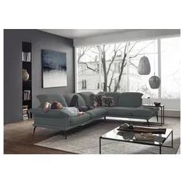 Ecksofa W.Schillig "sherry, Designsofa mit tollem Sitzkomfort, L-Form", grau (dunkelgrau v39), B:302cm H:81cm T:230cm, Longlife Xtra-Leder Z69: Das feinnarbige, gedeckte Softleder Z69 besticht durch seine außergewöhnliche Weichheit im trendigen u00bbVintage-Looku00ab, Hautstärke 0, 9 - 1, 1 mm, Schlingenpolgewebe W82 (74% Polyacryl, 26% Polyester), Chenillegewebe V34 (52% Polyester, 38% Baumwolle,