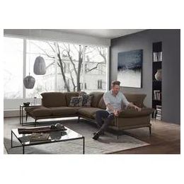 Ecksofa W.Schillig "sherry, Designsofa mit tollem Sitzkomfort, elegant und zeitlos, L-Form", braun (chocolate w82), B:302cm H:81cm T:230cm, Longlife Xtra-Leder Z69: Das feinnarbige, gedeckte Softleder Z69 besticht durch seine außergewöhnliche Weichheit im trendigen u00bbVintage-Looku00ab, Hautstärke 0, 9 - 1, 1 mm, Schlingenpolgewebe W82 (74% Polyacryl, 26% Polyester), Chenillegewebe V34 (52% Poly