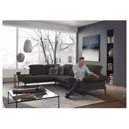 Ecksofa W.Schillig "sherry, Designsofa mit tollem Sitzkomfort, elegant und zeitlos, L-Form", schwarz (schwarz v39), B:302cm H:81cm T:230cm, Longlife Xtra-Leder Z69: Das feinnarbige, gedeckte Softleder Z69 besticht durch seine außergewöhnliche Weichheit im trendigen u00bbVintage-Looku00ab, Hautstärke 0, 9 - 1, 1 mm, Schlingenpolgewebe W82 (74% Polyacryl, 26% Polyester), Chenillegewebe V34 (52% Poly