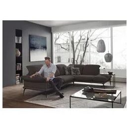 Ecksofa W.Schillig "sherry, Designsofa mit tollem Sitzkomfort, L-Form", schwarz (schwarz v39), B:302cm H:81cm T:230cm, Longlife Xtra-Leder Z69: Das feinnarbige, gedeckte Softleder Z69 besticht durch seine außergewöhnliche Weichheit im trendigen u00bbVintage-Looku00ab, Hautstärke 0, 9 - 1, 1 mm, Schlingenpolgewebe W82 (74% Polyacryl, 26% Polyester), Chenillegewebe V34 (52% Polyester, 38% Baumwolle,