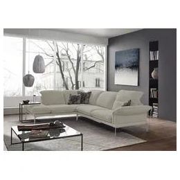 Ecksofa W.Schillig "sherry, Designsofa mit tollem Sitzkomfort, elegant und zeitlos, L-Form", grau (grau v39), B:302cm H:81cm T:230cm, Longlife Xtra-Leder Z69: Das feinnarbige, gedeckte Softleder Z69 besticht durch seine außergewöhnliche Weichheit im trendigen u00bbVintage-Looku00ab, Hautstärke 0, 9 - 1, 1 mm, Schlingenpolgewebe W82 (74% Polyacryl, 26% Polyester), Chenillegewebe V34 (52% Polyester,