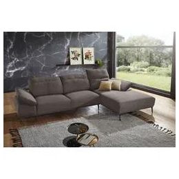 Ecksofa W.Schillig "levi, Designsofa, elegant und zeitlos, bequem, L-Form", braun (tobacco s22), B:309cm H:80cm T:182cm, Flachgewebe S22 (100% Polyester), Sofas, inklusive Kopfstützenverstellung & Seitenteilverstellung, Breite 309cm