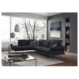 Ecksofa W.Schillig "sherry, Designsofa mit tollem Sitzkomfort, elegant und zeitlos, L-Form", blau (dunkelblau w82), B:302cm H:81cm T:230cm, Longlife Xtra-Leder Z69: Das feinnarbige, gedeckte Softleder Z69 besticht durch seine außergewöhnliche Weichheit im trendigen u00bbVintage-Looku00ab, Hautstärke 0, 9 - 1, 1 mm, Schlingenpolgewebe W82 (74% Polyacryl, 26% Polyester), Chenillegewebe V34 (52% Poly