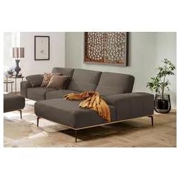 Ecksofa W.Schillig "run, Designsofa mit tollem Sitzkomfort, bequem, L-Form", braun (stone w82), B:319cm H:88cm T:178cm, Longlife Xtra-Leder Z73: Naturwalkleder der Luxusklasse aus den erlesensten Rohhäuten. Hautstärke 1, 1 u2013 1, 3 mm, ROHLEDER Jacquard-Flachgewebe Q2 W60 (63% Polyester, 37% Polyacryl), ROHLEDER Chenille-Flachgewebe Q2 W77 (68% Polyacryl, 32% Polyester), Stoff S37 (100% Polyeste