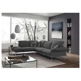 Ecksofa W.Schillig "sherry, Designsofa mit tollem Sitzkomfort, elegant und zeitlos, L-Form", grau (anthrazit w82), B:302cm H:81cm T:230cm, Longlife Xtra-Leder Z69: Das feinnarbige, gedeckte Softleder Z69 besticht durch seine außergewöhnliche Weichheit im trendigen u00bbVintage-Looku00ab, Hautstärke 0, 9 - 1, 1 mm, Schlingenpolgewebe W82 (74% Polyacryl, 26% Polyester), Chenillegewebe V34 (52% Polye