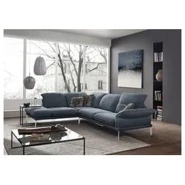 Ecksofa W.Schillig "sherry, Designsofa mit tollem Sitzkomfort, elegant und zeitlos, L-Form", blau (blau z69), B:302cm H:81cm T:230cm, Longlife Xtra-Leder Z69: Das feinnarbige, gedeckte Softleder Z69 besticht durch seine außergewöhnliche Weichheit im trendigen u00bbVintage-Looku00ab, Hautstärke 0, 9 - 1, 1 mm, Schlingenpolgewebe W82 (74% Polyacryl, 26% Polyester), Chenillegewebe V34 (52% Polyester,