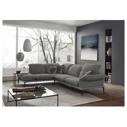 Ecksofa W.Schillig "sherry, Designsofa mit tollem Sitzkomfort, elegant und zeitlos, L-Form", grau (grau w82), B:302cm H:81cm T:230cm, Longlife Xtra-Leder Z69: Das feinnarbige, gedeckte Softleder Z69 besticht durch seine außergewöhnliche Weichheit im trendigen u00bbVintage-Looku00ab, Hautstärke 0, 9 - 1, 1 mm, Schlingenpolgewebe W82 (74% Polyacryl, 26% Polyester), Chenillegewebe V34 (52% Polyester,