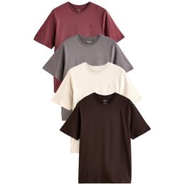 next T-Shirt Herren Gr&ouml;&szlig;e M creme / dunkelbraun / grau / cranberry