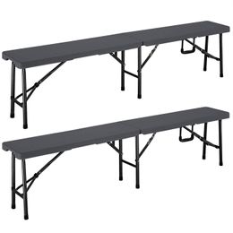 Casaria Bierbank 2er-Set Anthrazit Kunststoff 180cm