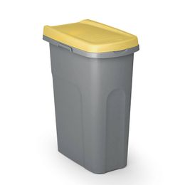 Casaria Mülleimer Grau/Gelb Kunststoff 25L