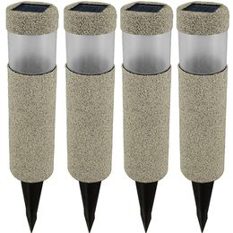 Monzana LED Solarleuchte 4er-Set Beige-Grau Steinoptik