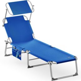 Casaria Gartenliege Ibiza Blau 190x59x29cm Alu Sonnendach