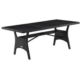 Casaria Polyrattan Gartentisch Takeo Schwarz 190x90x75cm WPC