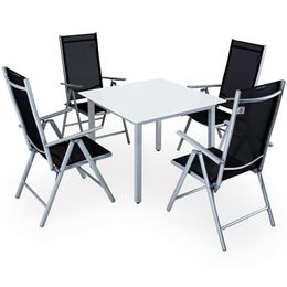 Casaria Garten-Sitzgruppe Bern 5-tlg Silber Alu Milchglas
