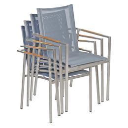 Casaria Gartenstuhl Monza 4er-Set Grau stapelbar