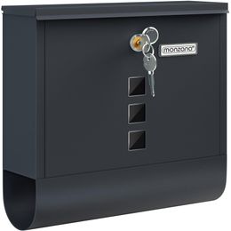Monzana Briefkasten Anthrazit Stahl 30,5x10x33,5cm