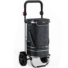 Monzana Einkaufstrolley Schwarz Alu 56L 31x24x54cm