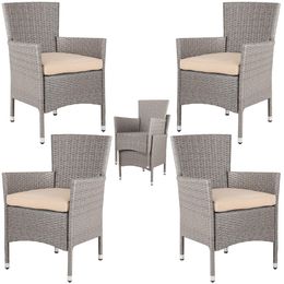 Casaria Polyrattan Gartenstuhl 4er-Set Creme/Beige stapelbar