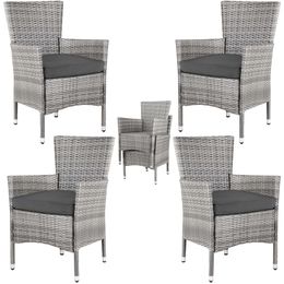 Casaria Polyrattan Gartenstuhl 4er-Set Grau/Anthrazit stapelbar