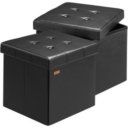 Casaria Sitzhocker 2er-Set Schwarz Kunstleder 38x38x38cm faltbar