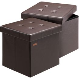 Casaria Sitzhocker 2er-Set Braun Kunstleder 38x38x38cm faltbar
