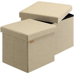Casaria Sitzhocker 2er-Set Beige 38x38x38cm faltbar