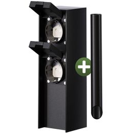 Monzana Gartensteckdose Schwarz 2er-Stecker 23x7x7cm