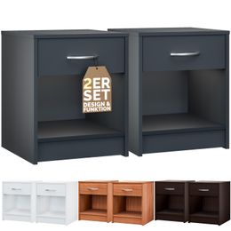 Casaria Nachttisch Hamburg 2er-Set Anthrazit 50x40x35cm