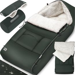 Monzana Babyfußsack Grau-Grün Kinderwagen geeignet mit Beutel
