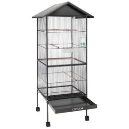 Cadoca Vogelvoliere Silber/Anthrazit Metall 157x52x52cm