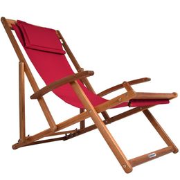 Casaria Gartenliege Rot Akazienholz 94x60x94cm
