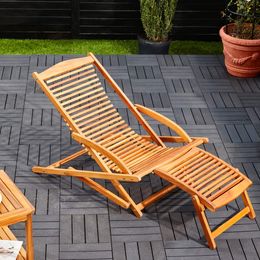 Casaria Gartenliege Akazienholz inkl Kopfkissen