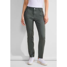 Röhrenhose Street One, Damen, Gr. 34, Länge 30, grün (marshy grün), Web, 97% Baumwolle, 3% Elasthan, unifarben, casual, gerade lang, Hosen, Middle Waist