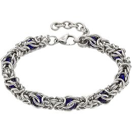 Edelstahlarmband Bruno Banani "Schmuck Geschenk Armband Königskette, B0248B/20/00/LU, B0248B/20/00/DU", blau (edelstahlfarben, dunkelblau, dunkelblau), Armbänder, Damen, Edelstahl, mit Glasstein