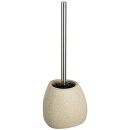 WC-Garnitur Wenko "Pion Beige", beige, B:12,5cm H:38,5cm L:12cm, Keramik, Reinigungsbürsten, Keramik