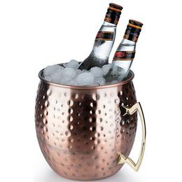 Wein- und Sektkühler BUDDY'S "Buddy´s Bar", braun (kupferfarben), B:25cm H:21cm T:20cm Ø:20cm, Edelstahl, Eiskübel, Moscow Mule, 5 l Volumen, Hammerschlag-Effekt, gehämmert, H. 21 cm