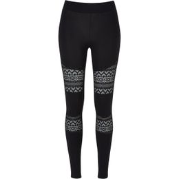 Leggings Urban Classics "Urban Classics Damen Ladies Crochet Lace Inset Leggings", Damen, Gr. 4XL, US-Größen, schwarz, 94% Baumwolle, 6% Elasthan, unifarben, skinny fit, Hosen