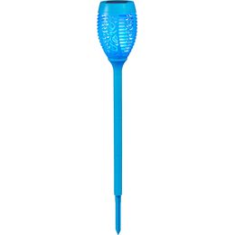 LED Gartenfackel Bonetti, blau (türkis), H:72cm, Lampen, LED Solar Gartenfackel türkis mit realer Flamme 3er Set